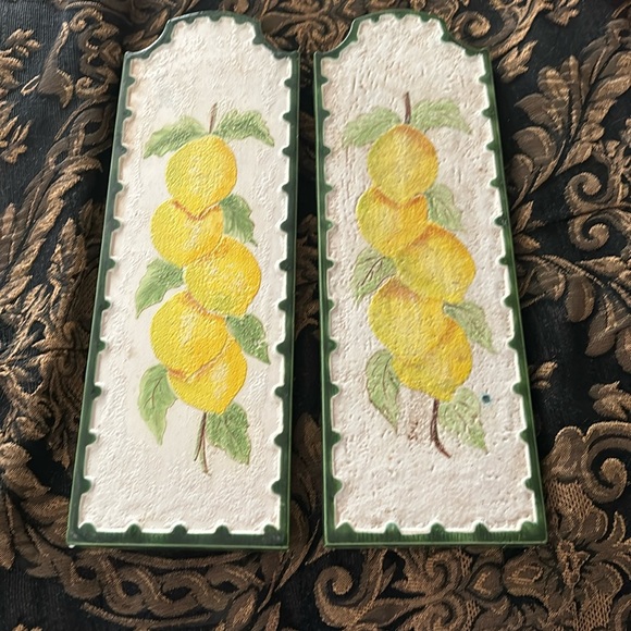 Vintage | Wall Decor | Vintage Set Of Chalkware Fruit Plague Lemon ...